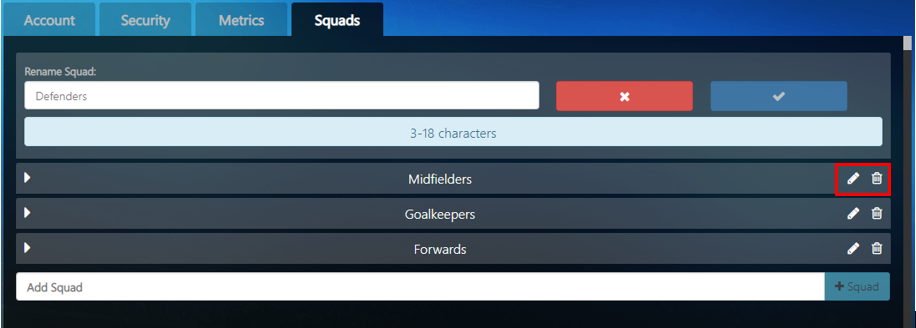 Creating Squads – Catapult PlayerTek Plus