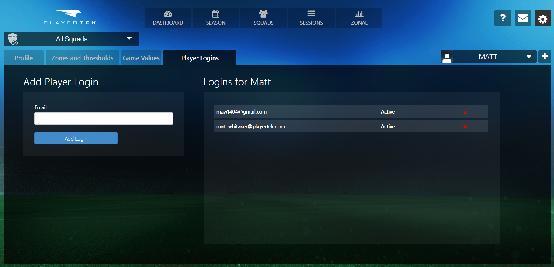 Player Profiles – Catapult PlayerTek Plus