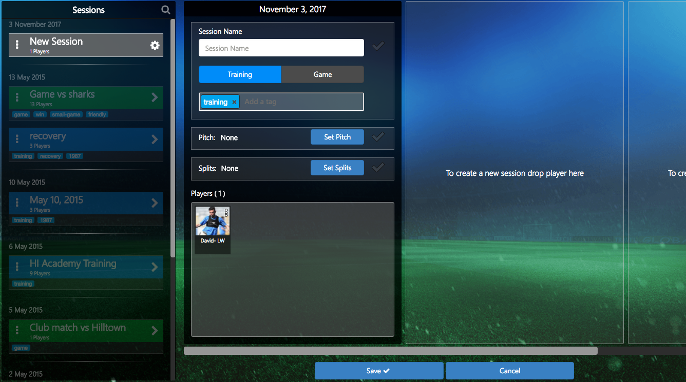 Setting Up a Session – Catapult PlayerTek Plus