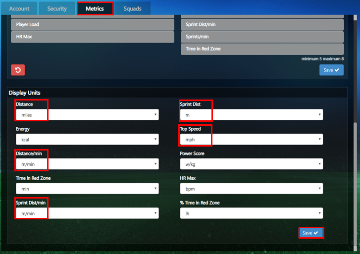 Setting Units of Measurement – Catapult PlayerTek Plus