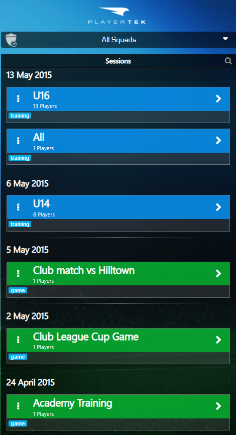 Squads Tab – Catapult PlayerTek Plus
